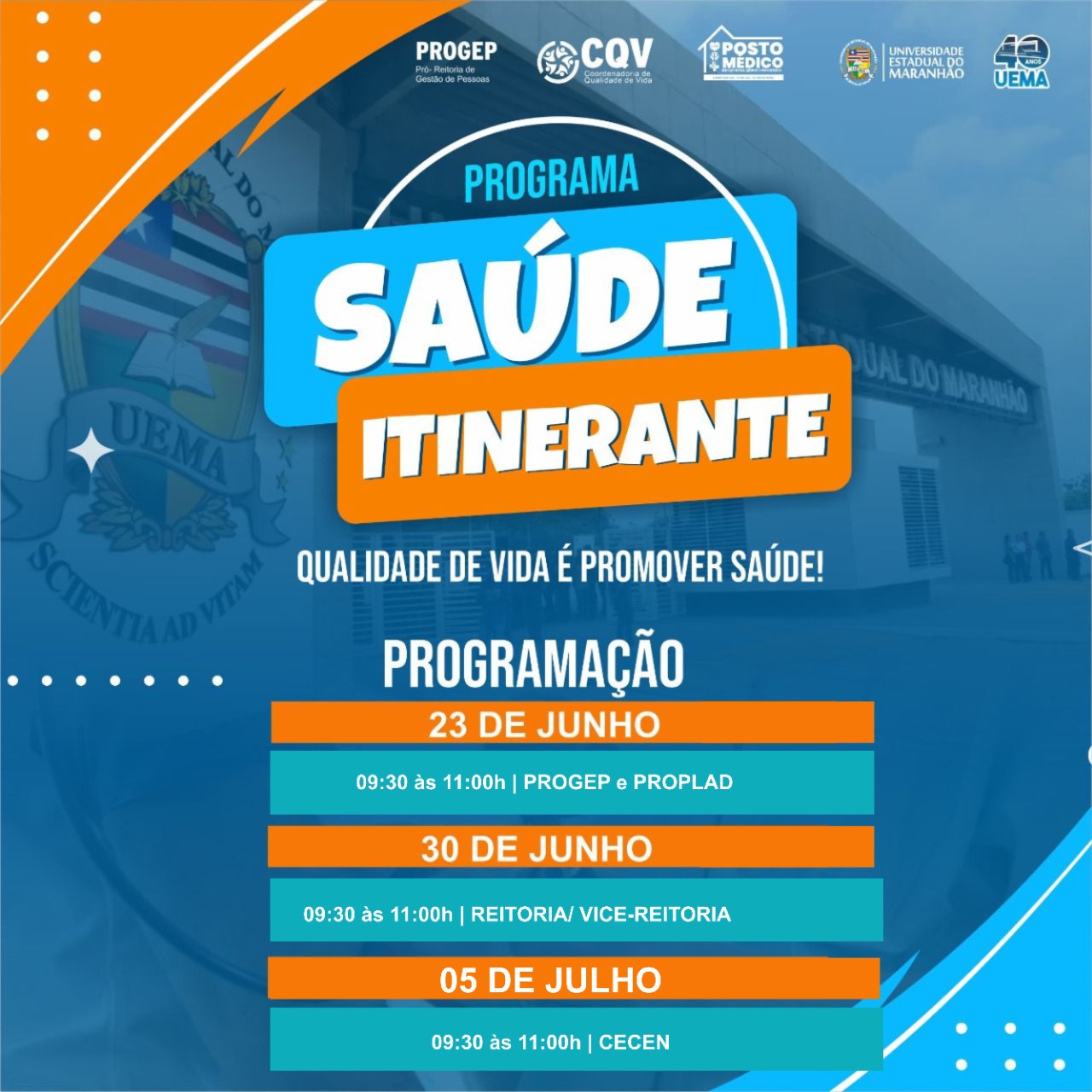 UEMA | PROGEP realizará o programa Saúde Itinerante UEMA | PROGEP realizará o programa Saúde Itinerante