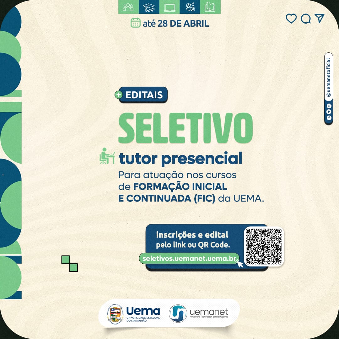 UEMA | Uemanet abre 18 vagas para Tutor Presencial de cursos FIC